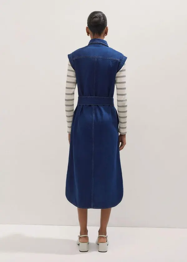 ME+EM Denim Utility Midi Shirt Dress With Belt
