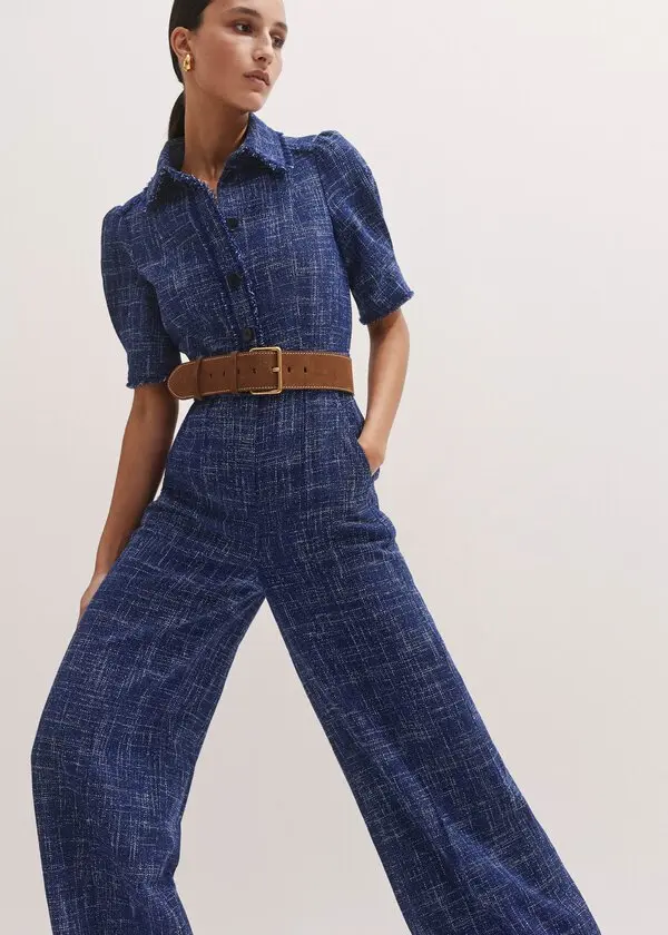 ME+EM Tweed Jumpsuit - Navy