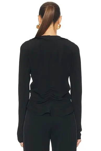 Saint Laurent Long Sleeve Ruffle Top - Noir