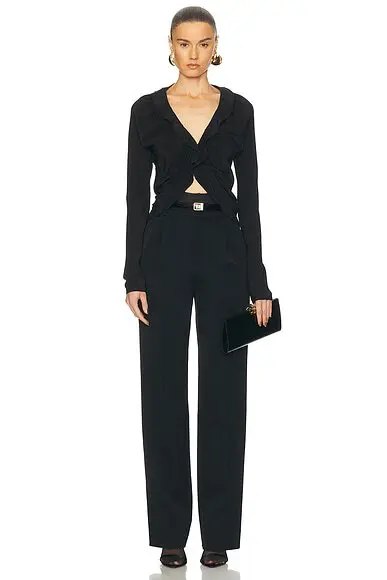 Saint Laurent Long Sleeve Ruffle Top - Noir