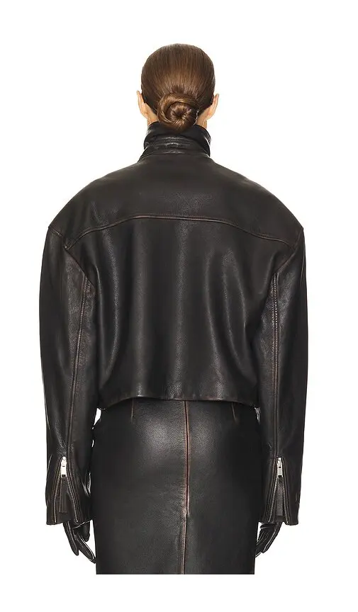 HELSA Leather Oversized Moto Jacket - Black