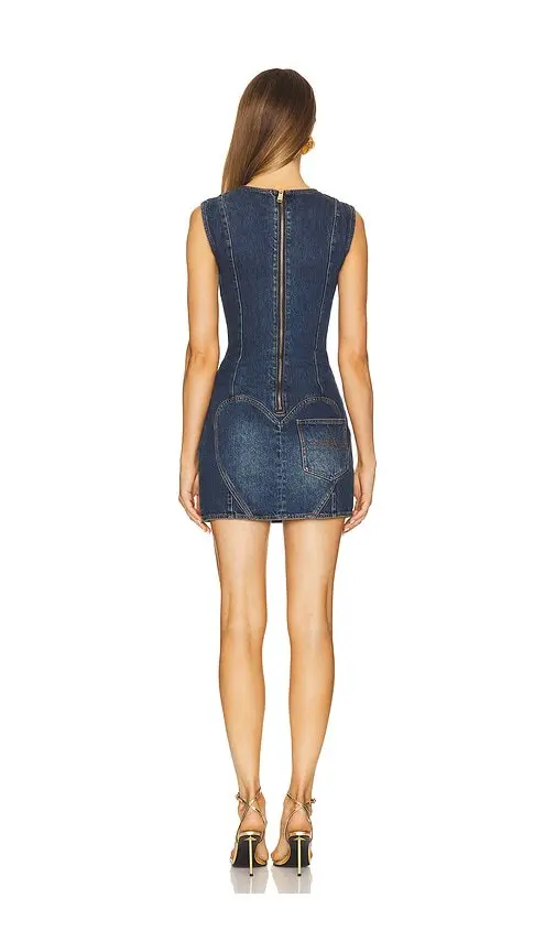 AREA Crystal Cut Out Mini Dress - Blue