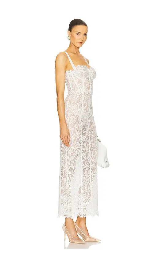 HELSA Lace Column Dress - White