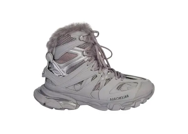 Balenciaga Track Hike Faux Fur Boots - Grey