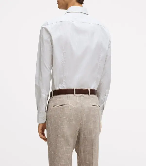 BOSS Regenerative Cotton Striped Shirt - Grey