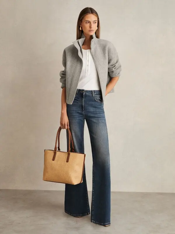 REISS Phillipa Wool Bomber Jacket