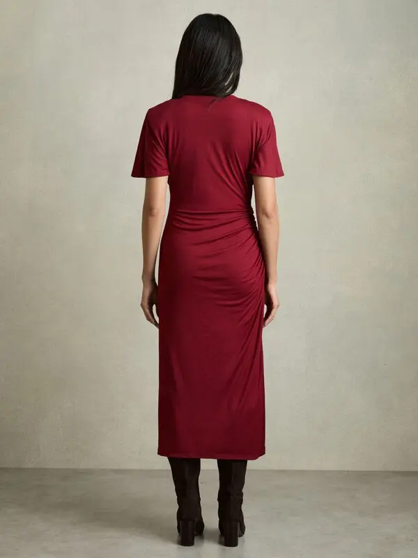 REISS Tulia Modal-blend Midi Dress - Red