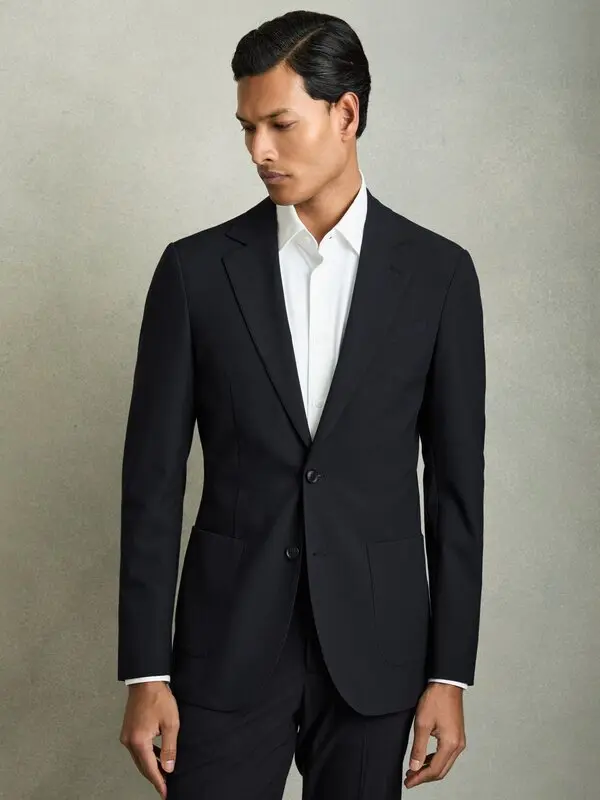 REISS Found Blazer Single-breasted Stretch Suit Blazer Slim-fit - Navy