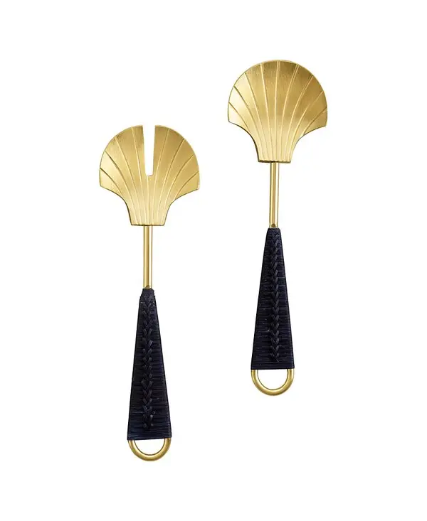 GAURI KOHLI Vitali Salad Servers, Set Of 2 - Blue/matte Gold
