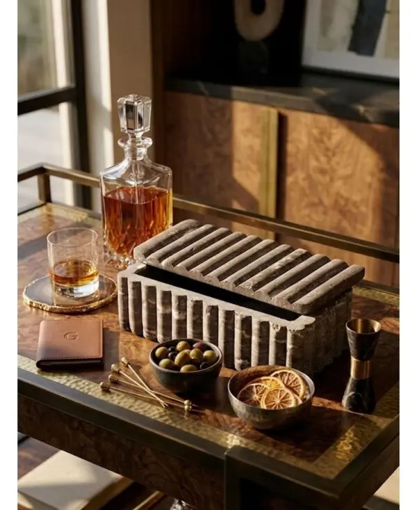 GAURI KOHLI Cuba Travertine Decorative Box
