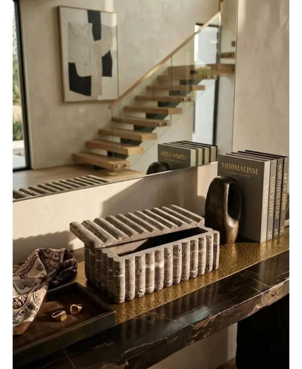 GAURI KOHLI Cuba Travertine Decorative Box