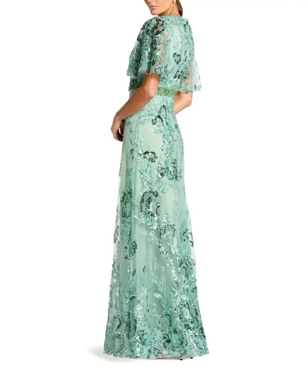 Mac Duggal Floral Embellished Gown - Sage
