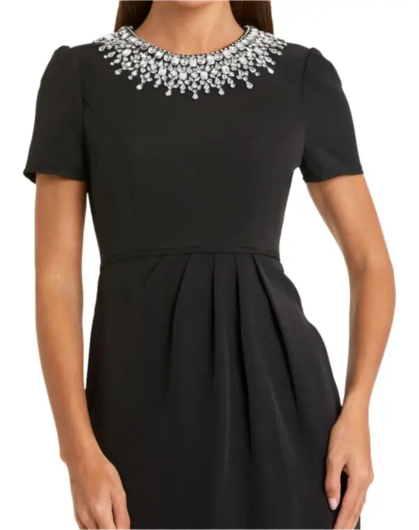Mac Duggal Rhinestone Neckline Column Dress - Black
