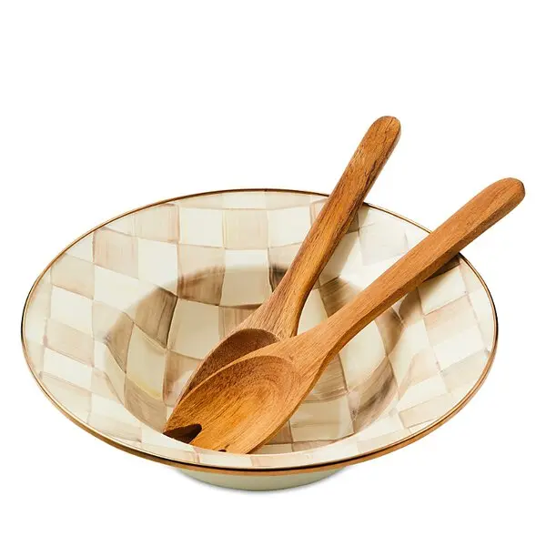 MACKENZIE-CHILDS Check Salad Serving Set - Mocha