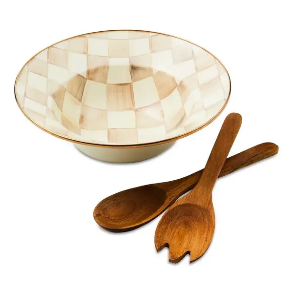MACKENZIE-CHILDS Check Salad Serving Set - Mocha