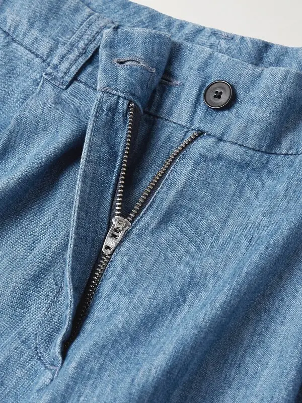Another Tomorrow Pleated Wide-leg Pants - Blue