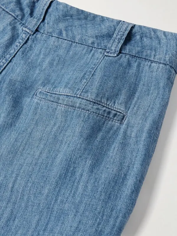 Another Tomorrow Pleated Wide-leg Pants - Blue