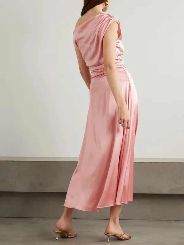 Staud Phare Draped Silk-blend Midi Dress
