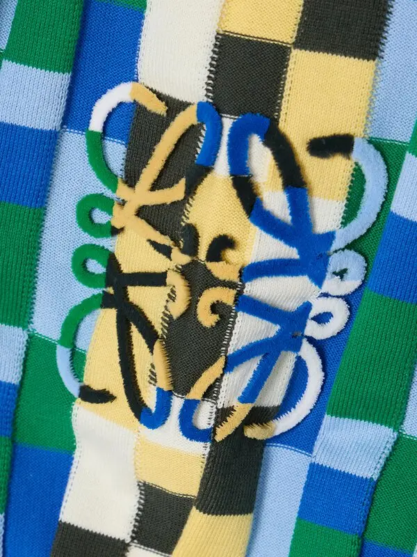 Loewe Anagram Appliquéd Checked Intarsia Cotton Sweater