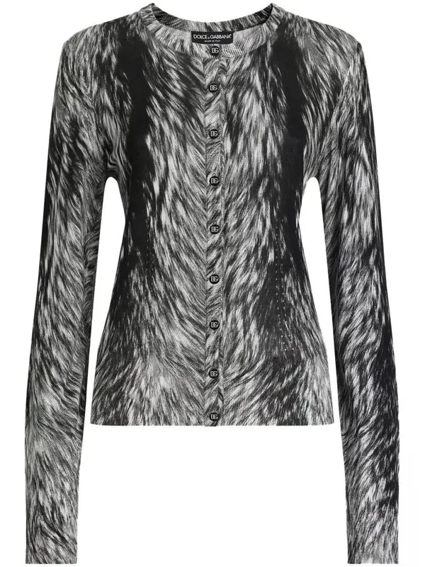 Dolce & Gabbana Fur-print Cardigan - Black