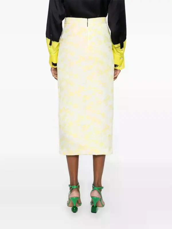 MSGM Floral-jacquard Midi Skirt