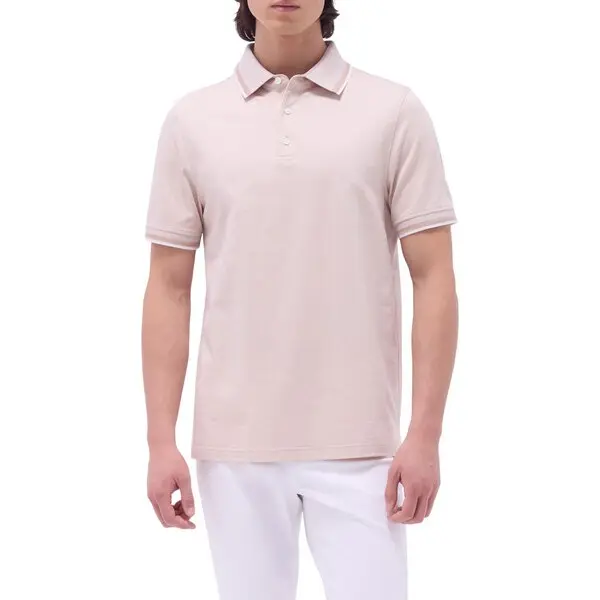 Bugatchi Speckled Bird's Eye Cotton Polo - Sand