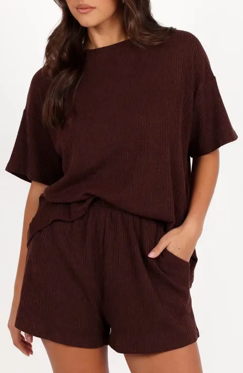 PETAL & PUP Granger Knit Top And Shorts Set - Chocolate Brown