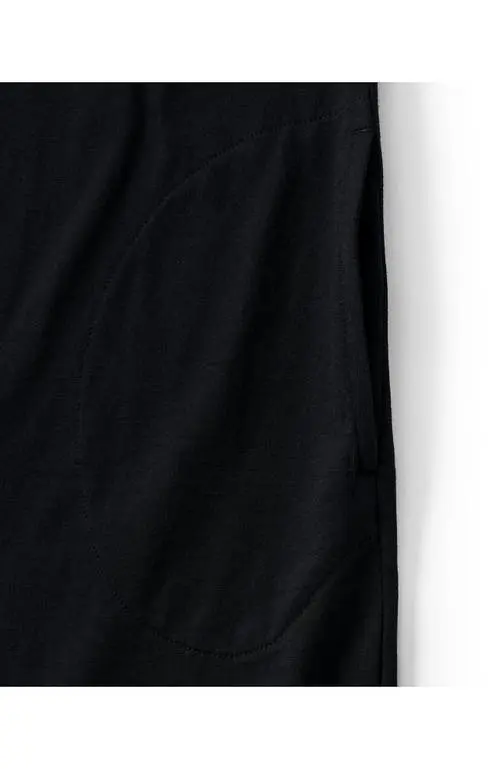 LANDS' END Cotton Jersey Notch Neck Dress - Black