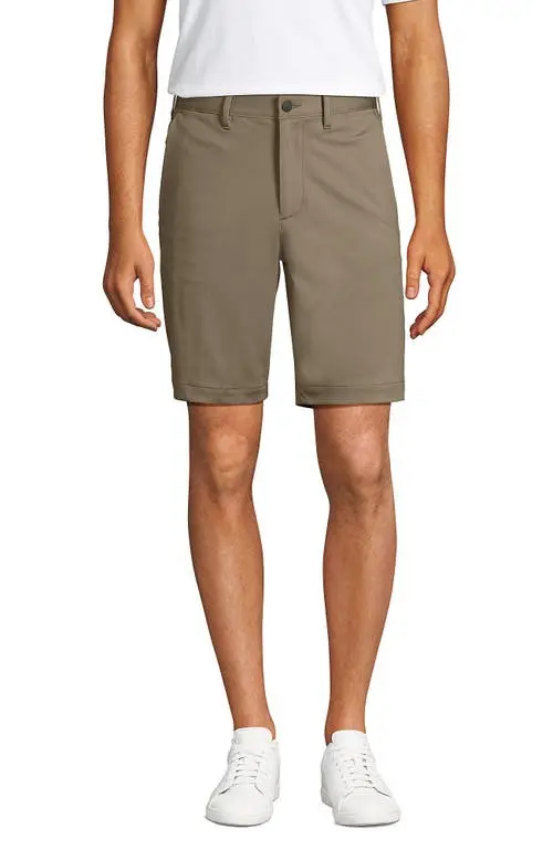 LANDS' END Traditional Fit 9" Flex Performance Golf Shorts - Khaki