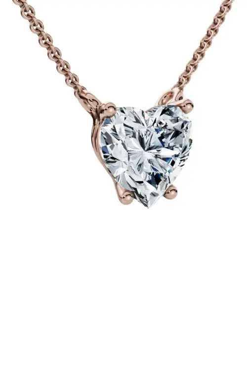 BLISS DIAMOND 1ct Heart Shape Lab Grown Diamond Pendant Necklace - 14k Rose Gold