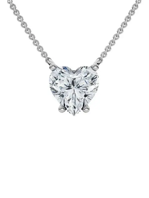 BLISS DIAMOND 1ct Heart Shape Lab Grown Diamond Pendant Necklace - 14k White Gold