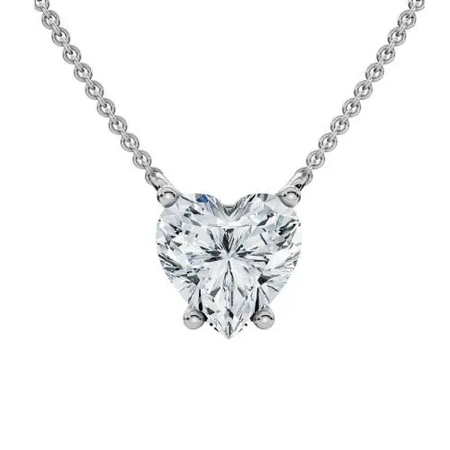 BLISS DIAMOND 1ct Heart Shape Lab Grown Diamond Pendant Necklace - 14k White Gold