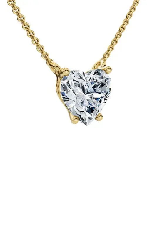 BLISS DIAMOND 1ct Heart Shape Lab Grown Diamond Pendant Necklace - 14k Yellow Gold