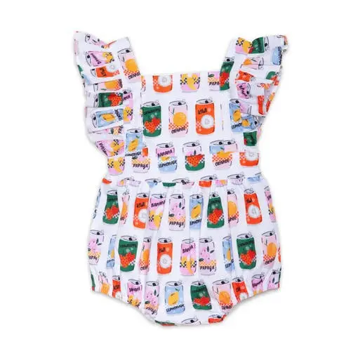 WORTHY THREADS Ruffle Sleeve Bubble Romper - Soda Pop