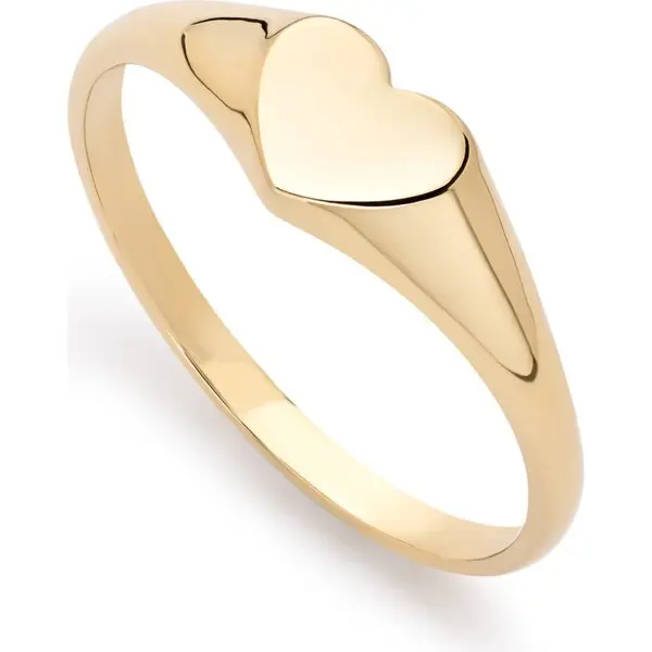 ANA LUISA Solid Yellow Heart Signet Ring - Gold
