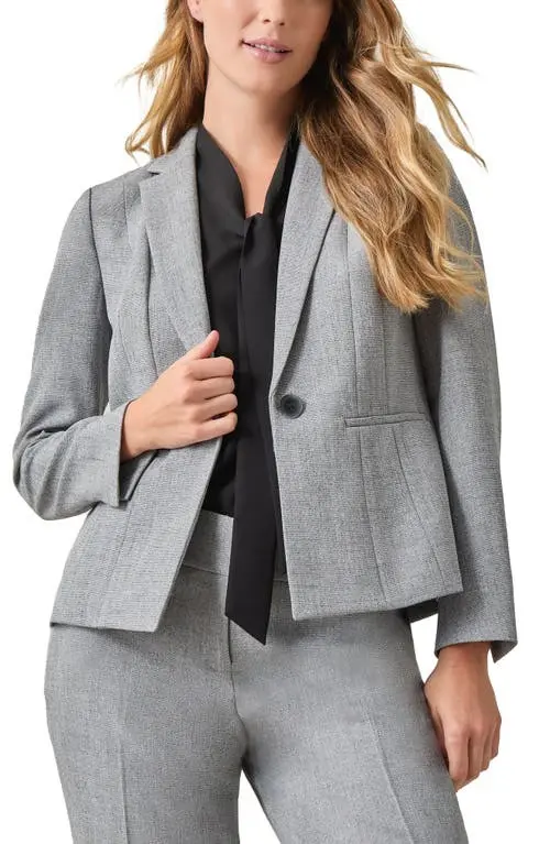 KASPER Stretch Crepe One-button Blazer - Grey/ Black
