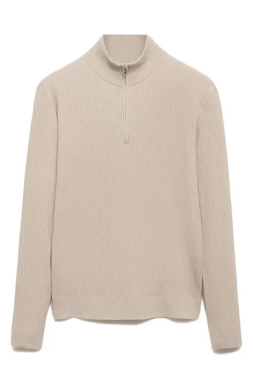 Mango Quarter Zip Ribbed Sweater