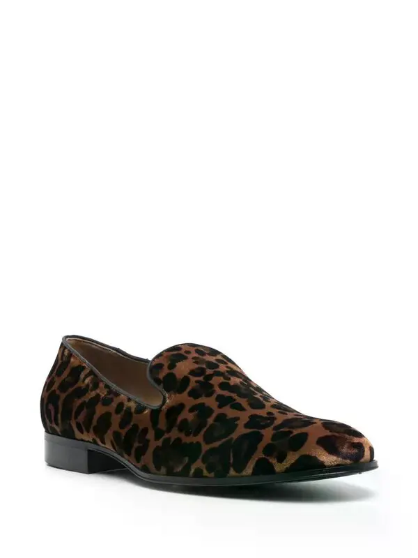 GIANVITO ROSSI Jean Leopard Loafers