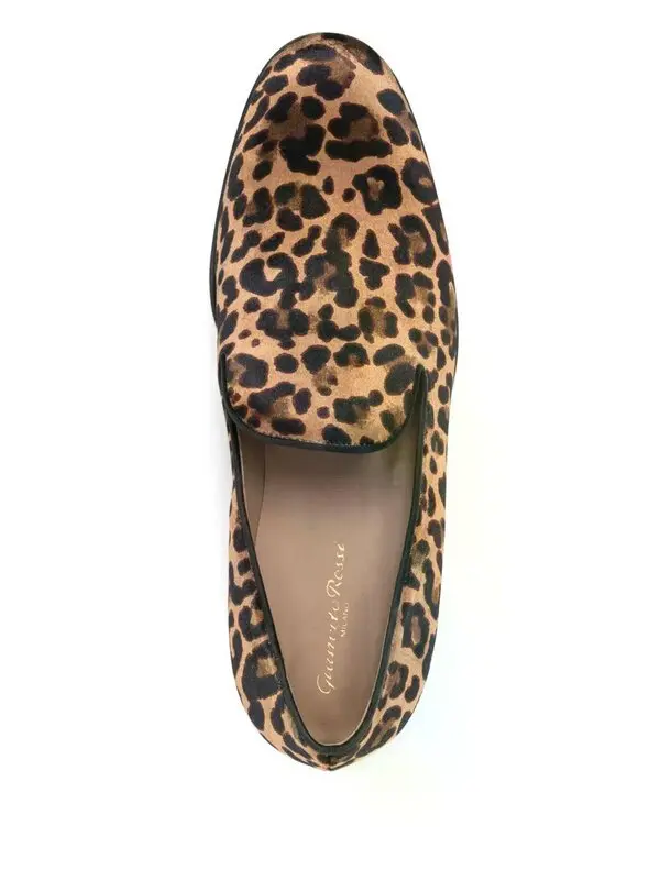 GIANVITO ROSSI Jean Leopard Loafers