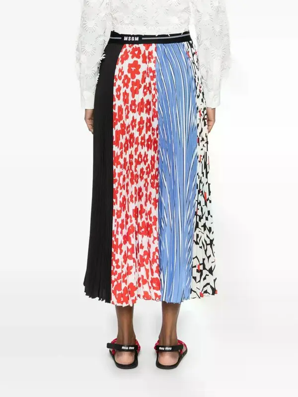 MSGM Mix-print Midi Skirt