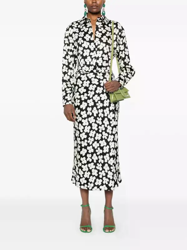 MSGM Floral-print Midi Skirt