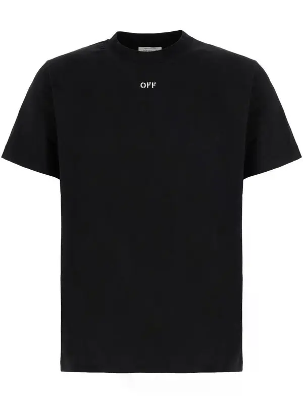 Off-White Embroidered-logo Cotton T-shirt - Black
