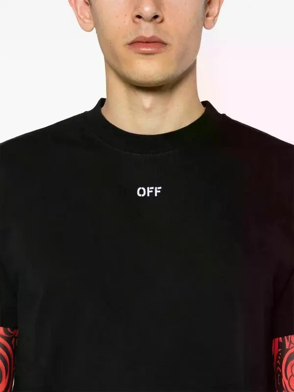 Off-White Embroidered-logo Cotton T-shirt - Black