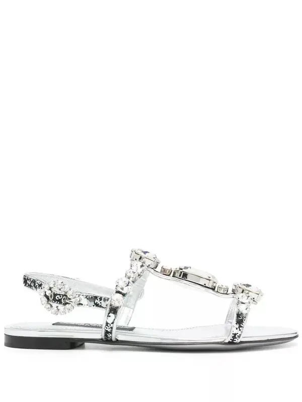 Dolce & Gabbana Crystal-embellished Sandals - Silver