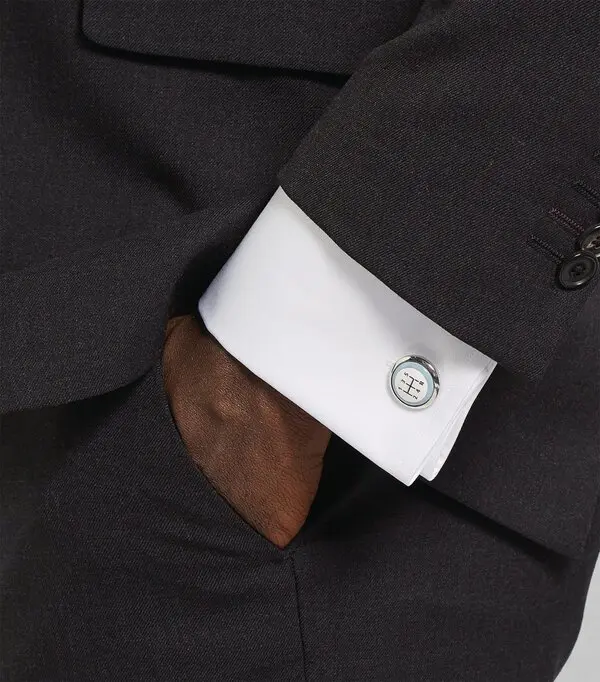 Halcyon Days Enamel Gear-stick Cufflinks