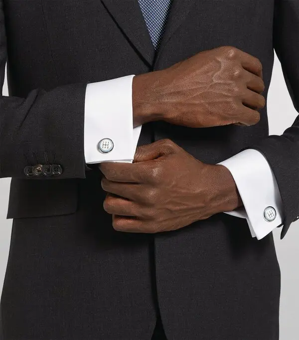 Halcyon Days Enamel Gear-stick Cufflinks