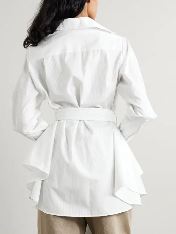 Loewe Belted Embroidered Pinstriped Shirt