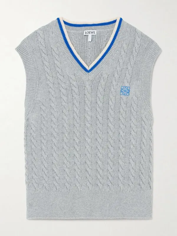 Loewe Striped Cable-knit Vest - Purple
