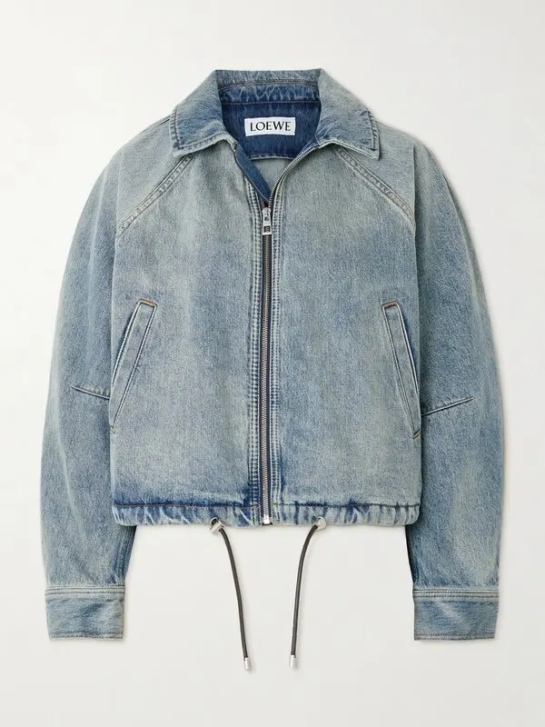 Loewe Leather-trimmed Denim Bomber Jacket