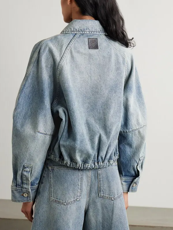Loewe Leather-trimmed Denim Bomber Jacket